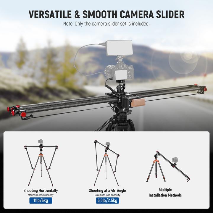 Neewer 120cm Carbon Fiber Motorized Camera Slider With App Control ...