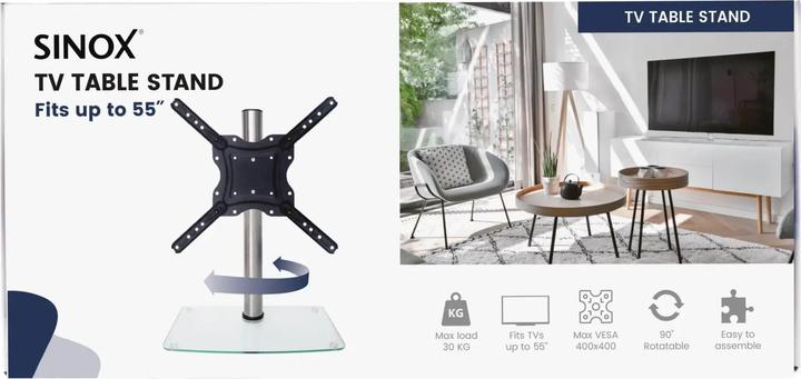 Sinox StandView TV bordstand med drejbar top. 26"-55". Alu finish - Digitec