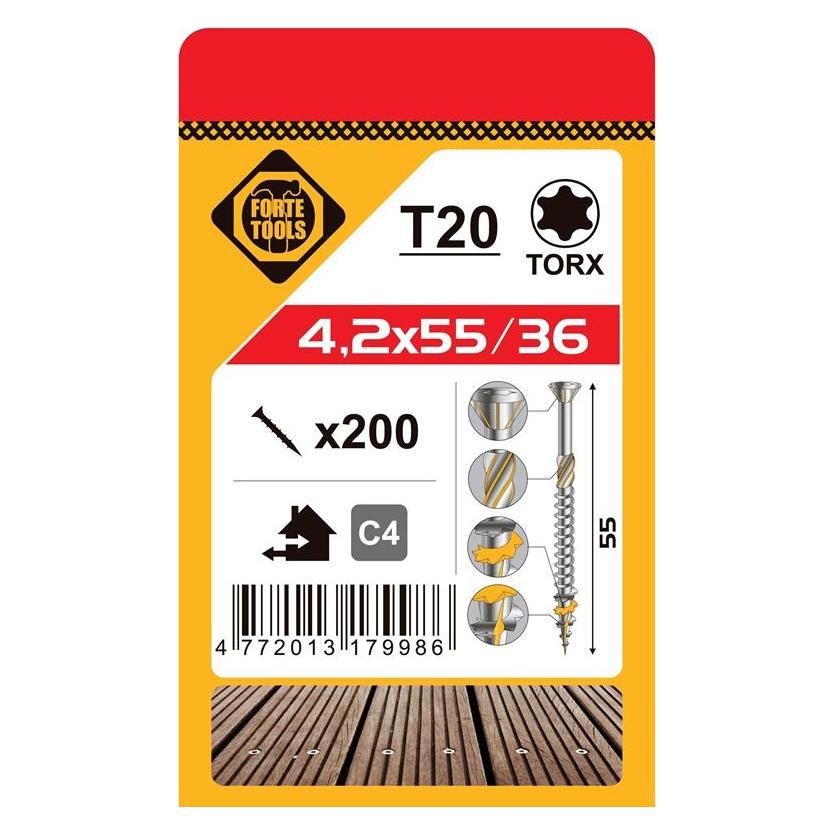 Forte tools TERRACE SCREW T20 4.2X55 A2 (200) - kaufen bei Galaxus