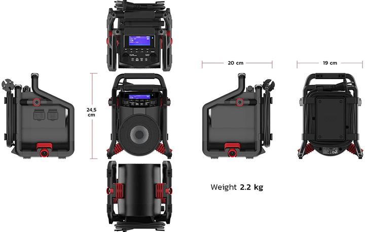 PerfectPro Construction site radio, IP65, battery integrated (VHF, DAB+ ...