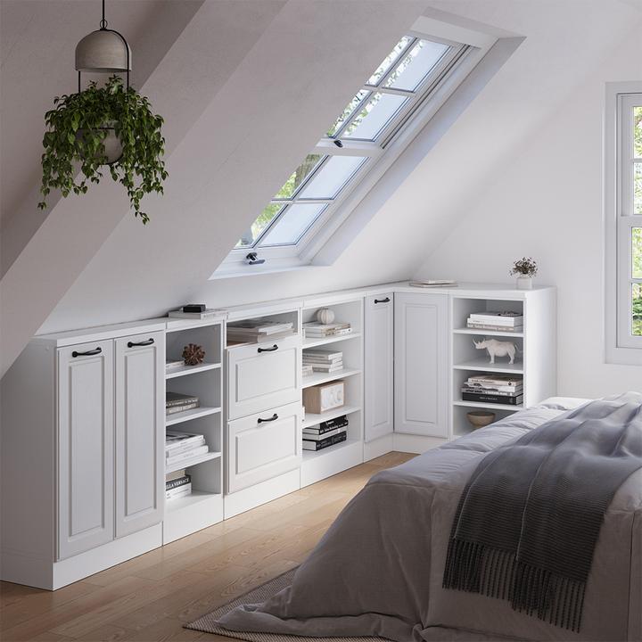 Vicco Eck-Küchenschrank für Dachschrägen R-Line, Weiss Landhaus/Weiss ...