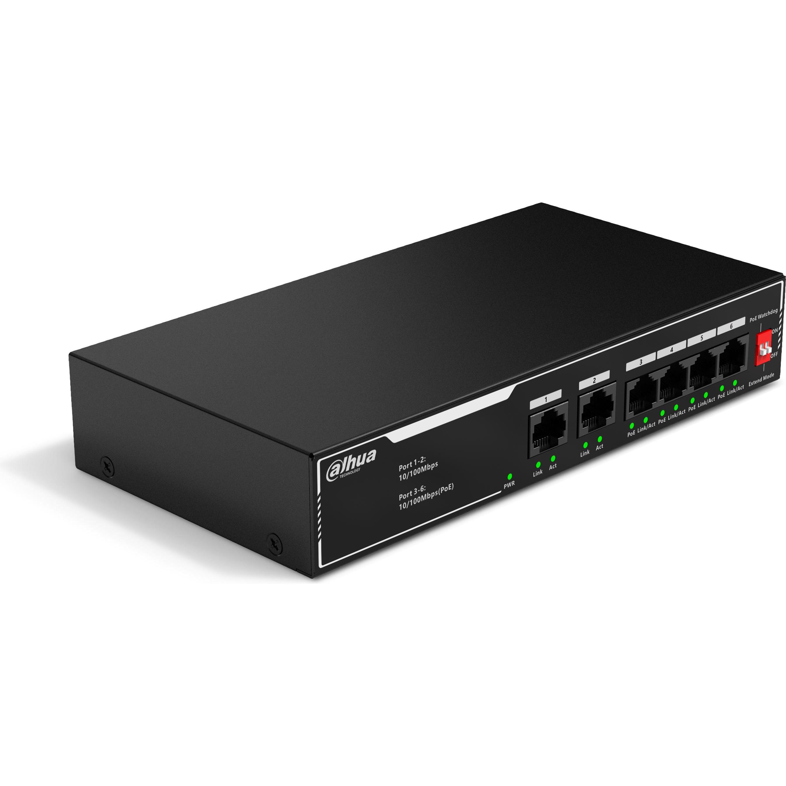 Dahua Switch It Dh-Sf1006lp 6-Port Unmanaged Desktop Switch With 4-Port ...