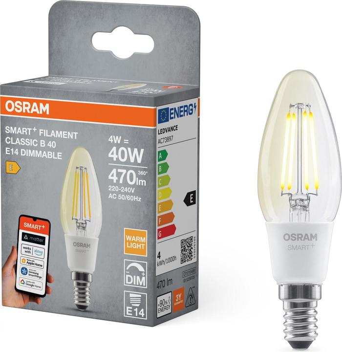 Osram SMART+ MATTER FILAMENT CLASSIC shapes DIMMABLE 4W 827 FILAMENT ...