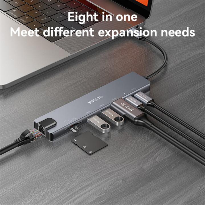 Yesido USB-C Hub HB27, 8in1, Grey - kaufen bei Galaxus