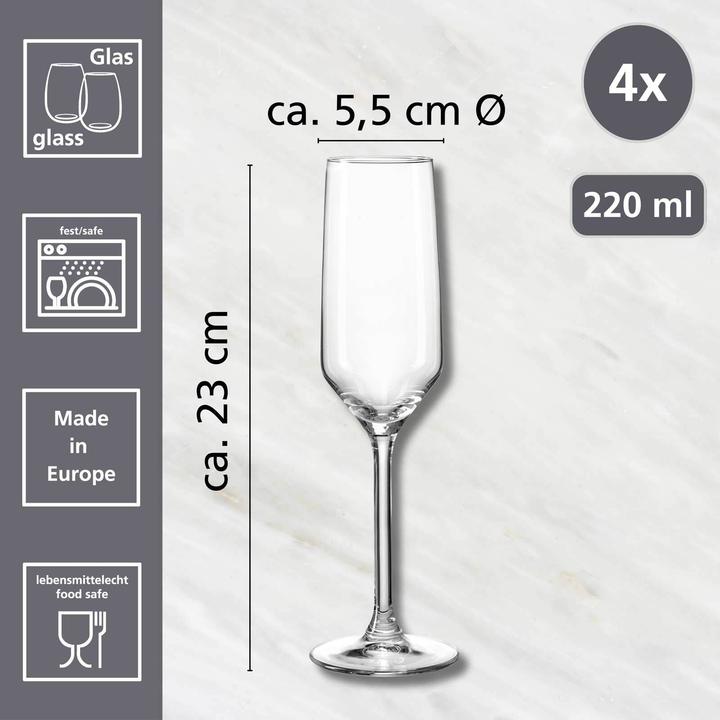Ritzenhoff & Breker Sektglas 4er Set Rumba, Glas, Klar, 220 ml, 820300 ...