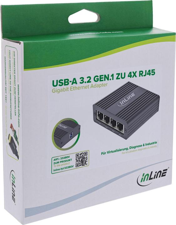 InLine USB-A 3.2 Gen.1 zu 4x RJ45 Gigabit Ethernet Adapter - Galaxus