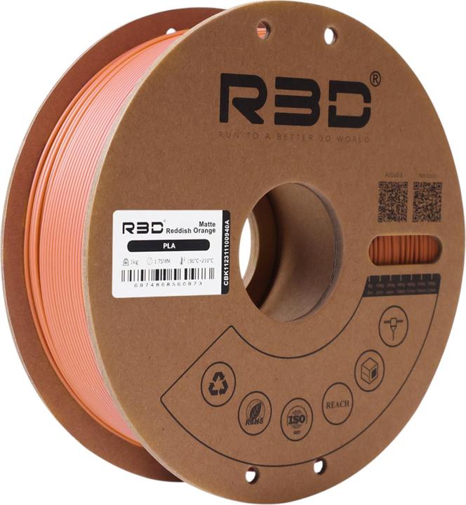 R3D ePLA-Matte Reddish Orange Filament 1.75mm 1Kg (PLA, 1.75 mm, 1000 g ...