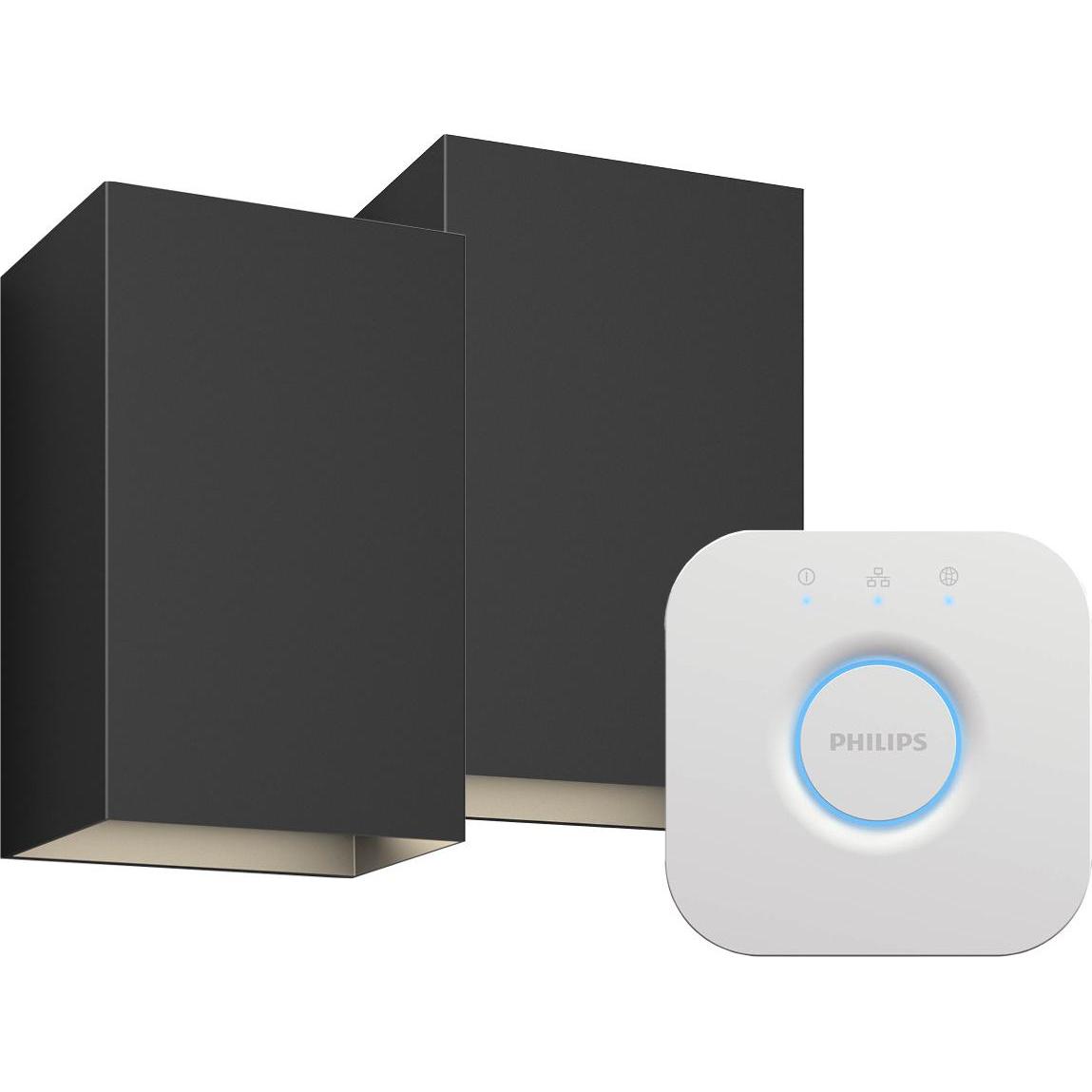 Philips Hue White&Col. Amb. Resonate wall light bw set of 2 + Bridge ...