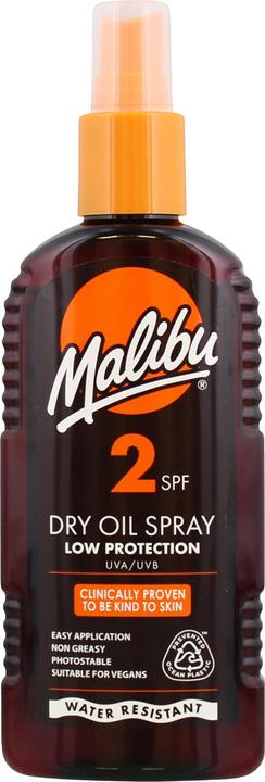 Malibu Sun SPF 2 Non-Greasy Dry Oil Spray for Tanning with Shea Butter ...