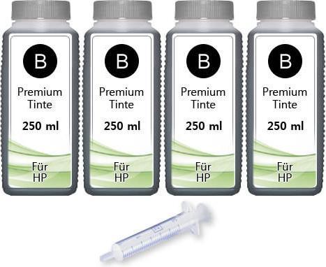 Druckfuxx 1000ml NACHFÜLL TINTE für HP 62 OfficeJet 200c 202 250 5740 ...