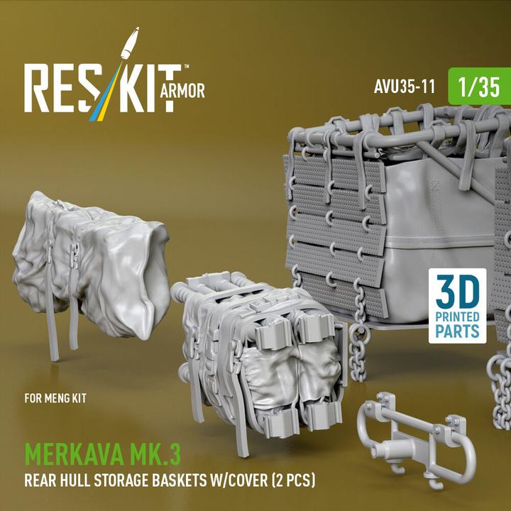 ResKit Merkava Mk.3 rear hull storage baskets w/cover (2 pcs) for Meng ...