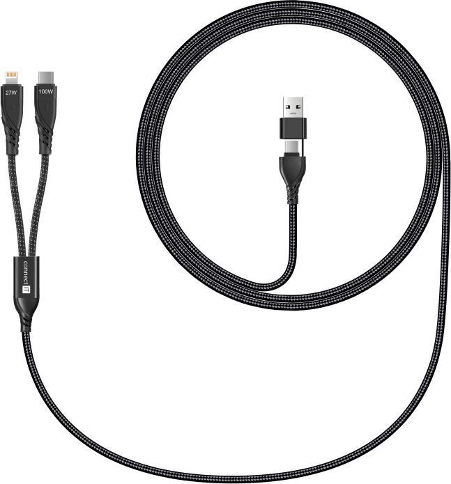 Connect IT Nabíjecí kabel Wirez 4v1, USB-C/USB, Lightning/USB-C, 1.25m ...