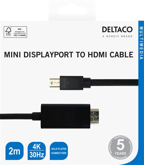 Xavax Kabel miniDisplayPort zu HDMI, 4K UHD, 2m, schwarz - Galaxus