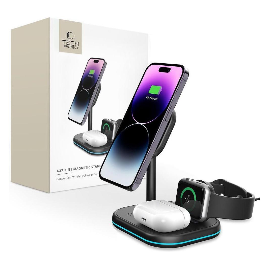 Tech-Protect QI15W-A27 3in1 inductive charger with stand with MagSafe ...