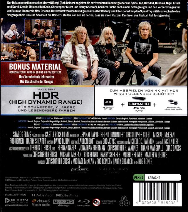 Sony This is Spinal Tap 2 (4k Blu-ray, Blu-ray, 2025, English, German ...