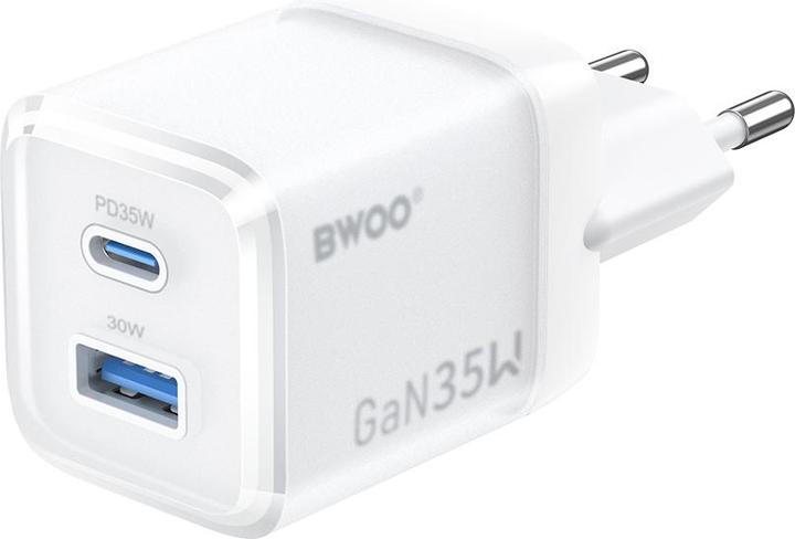 Bwoo GaN wall charger CDA222 PD 35W 1 x USB 1 x USB-C, white - Galaxus