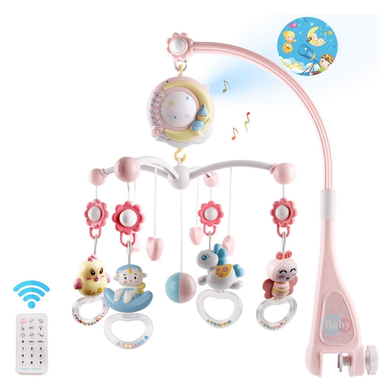 Mini Tudou Babybett-Mobile mit 150 Melodien, Projektor, Fernbedienung ...