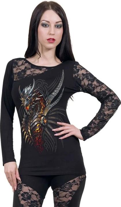 Spiral Razor Back Oberteil Spitze auf Einer Schulter Langärmlig - Galaxus