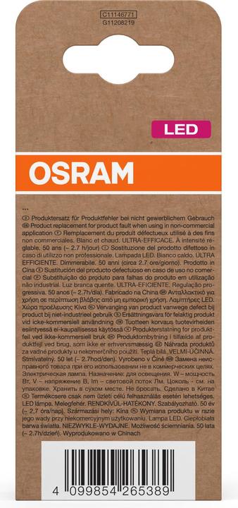 Osram LED Classic A 40 DIM Energy efficiency class A 2.2W 827 Frosted ...