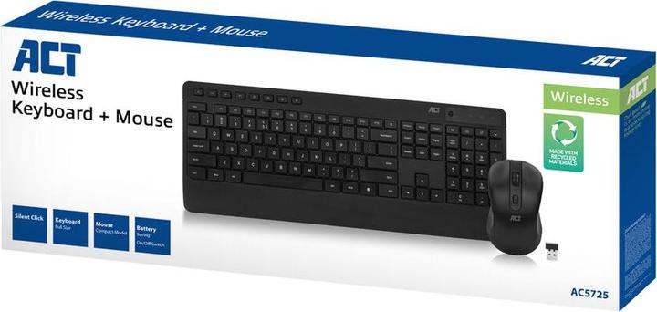 ACT Wireless keyboard and mouse bundle (Qwerty), silent click, eco ...