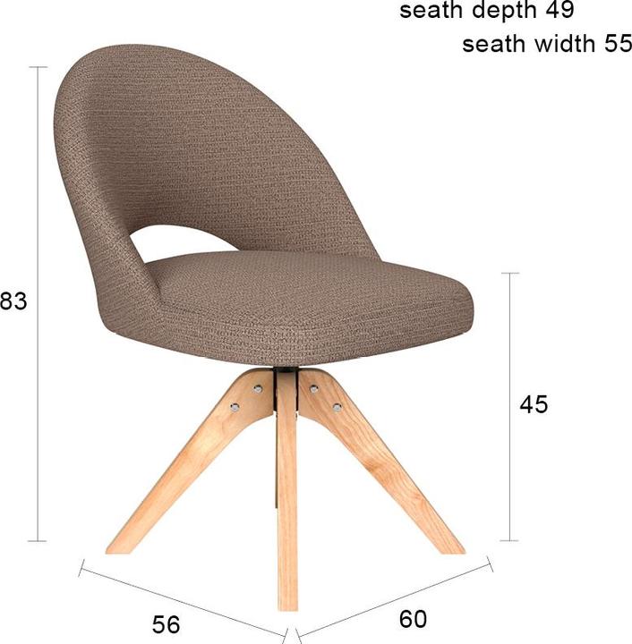 White Label Living Chair Mick Off-White Wooden Swivel