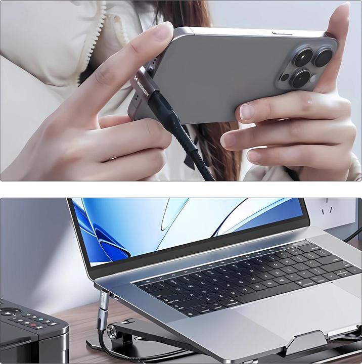 Wozinsky WPKF-01 USB-C - USB-C 40Gb/s 240W 8K OTG Winkeladapter - Grau