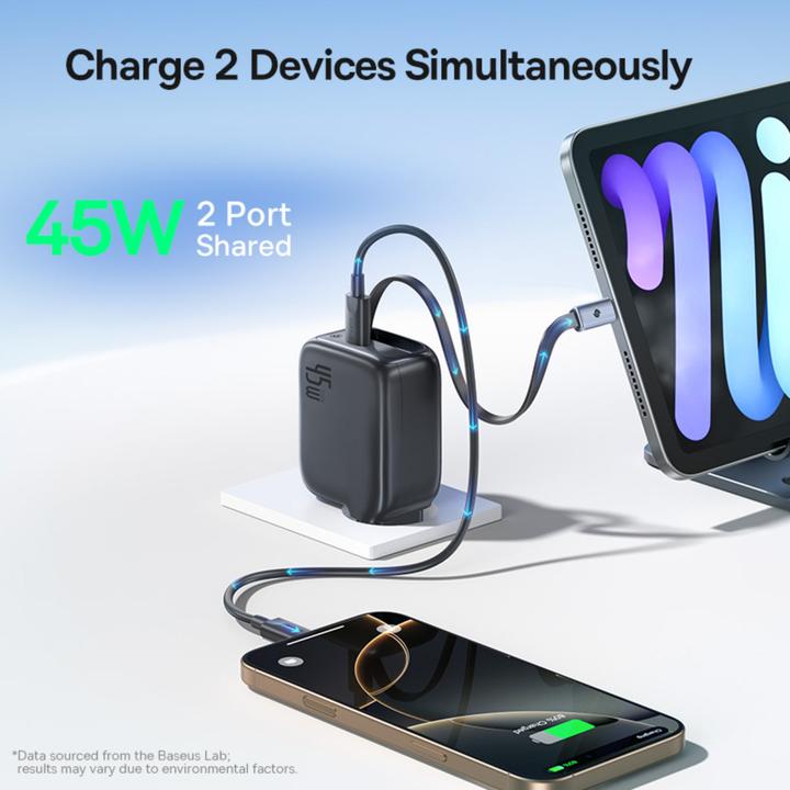 Baseus EnerCore CJ11 Charger Retractable 2C 45W EU Black - Galaxus