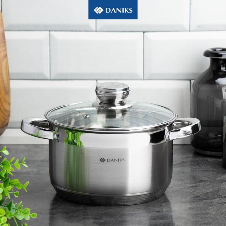 Daniks Edelstahl Kochtopf Induktion 20 cm mit Glasdeckel - Galaxus