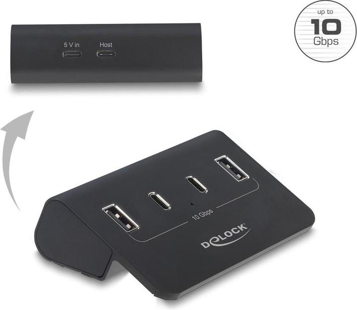 Delock USB 10 Gbps Hub mit 2 USB Type-C und 2 USB Typ-A Ports (64259)