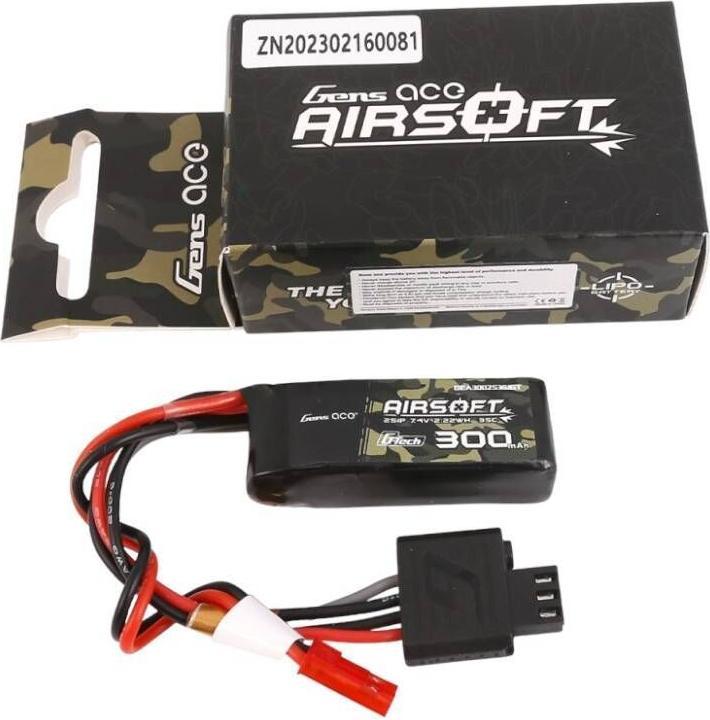 Gens Ace G-Tech 35C 300mAh 2S1P 7.4V Airsoft Gun Lipo Battery with JST ...