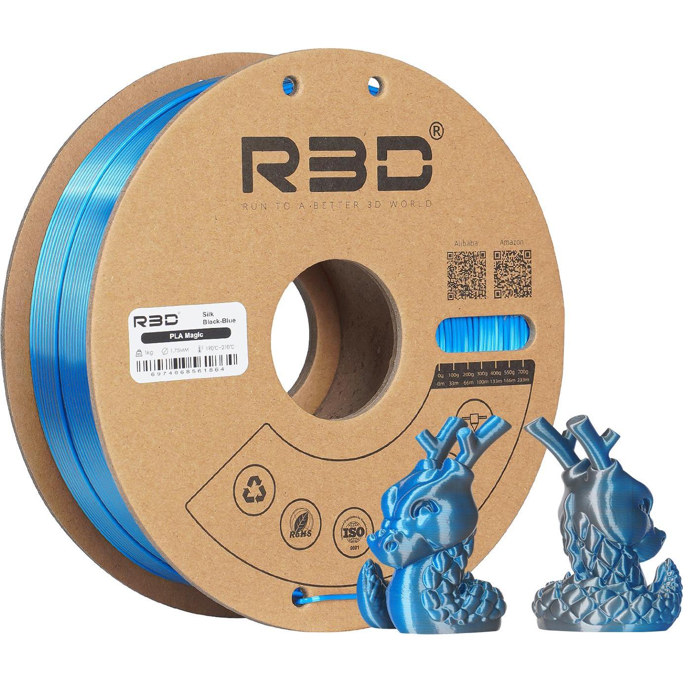 R3D eSilk Magic-PLA Black-Blue Filament 1.75mm 1Kg - buy at Galaxus