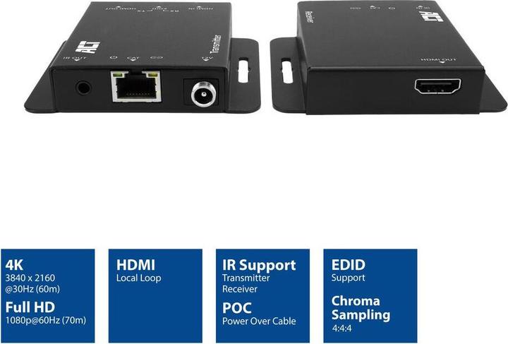 ACT 4K HDMI 1.4 extender set over CAT6 UTP with IR support, 40 meters - Digitec