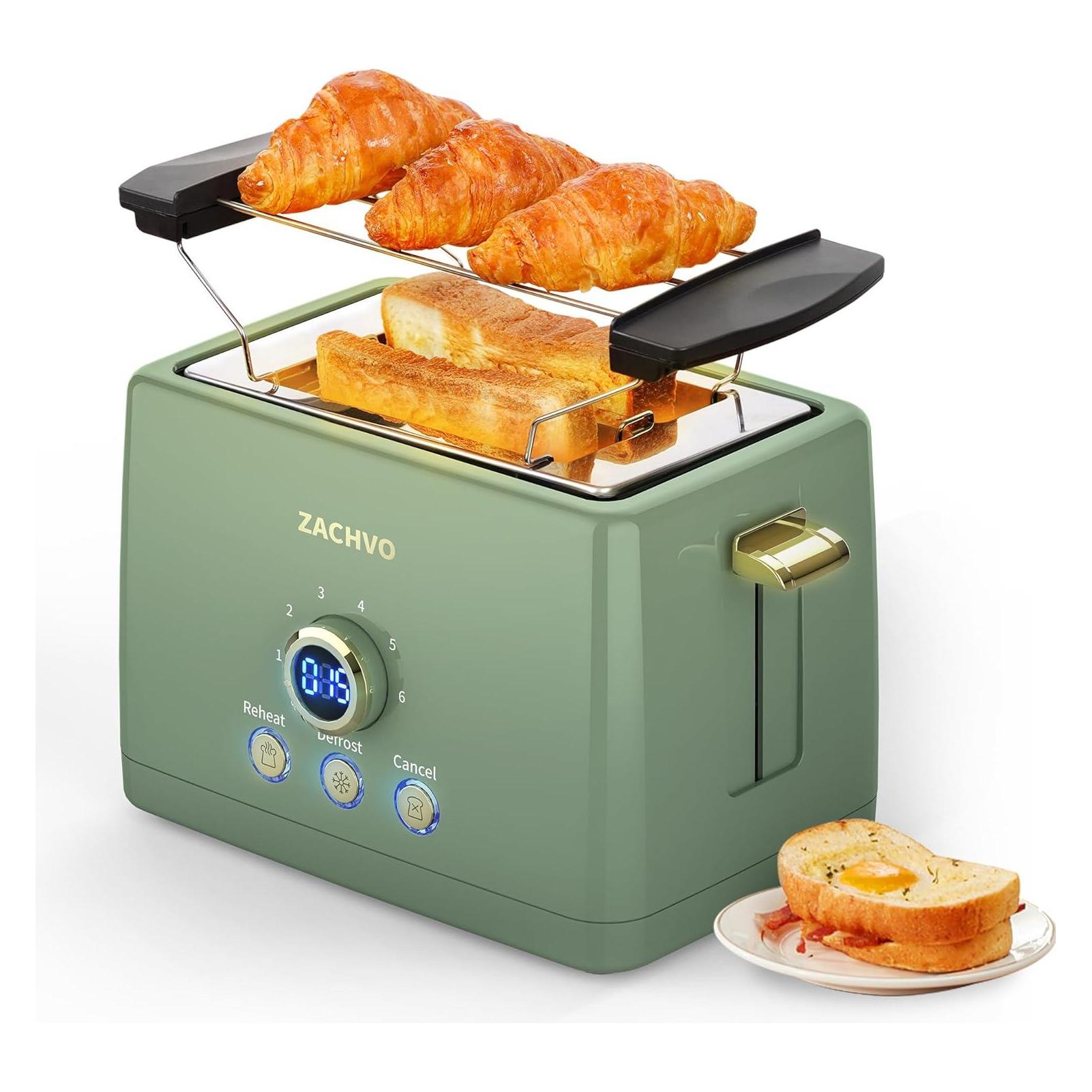 Zachvo 2 Scheiben Toaster mit Brötchenaufsatz und LED-Display - Galaxus