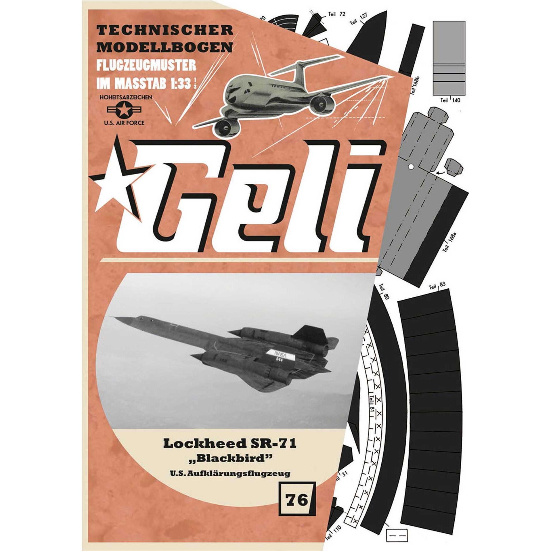 Geli lockheed sr-71 blackbird mat zwart kartonnen model - Galaxus