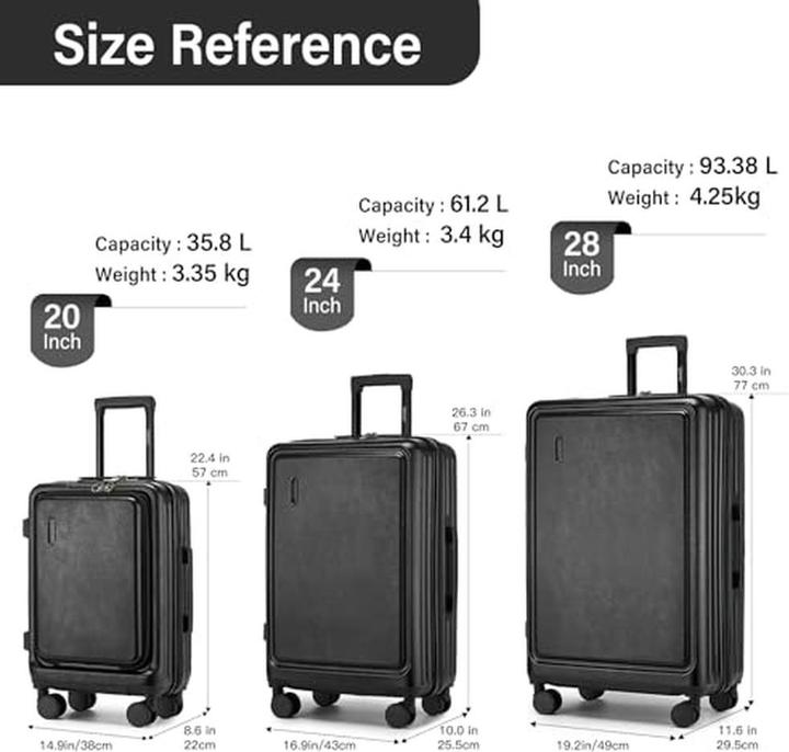 Kono Hard Shell Spinner Luggage Set with TSA Lock and 360° Wheels - Galaxus