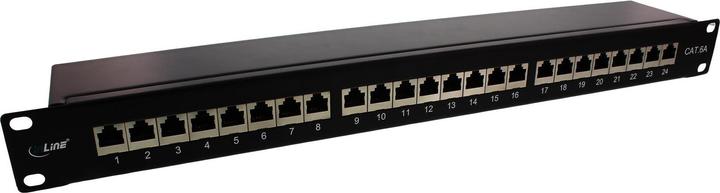 InLine Patchfeld Cat.6A 24-fach 48,26cm 19Zoll 1HE schwarz RAL9005 ...