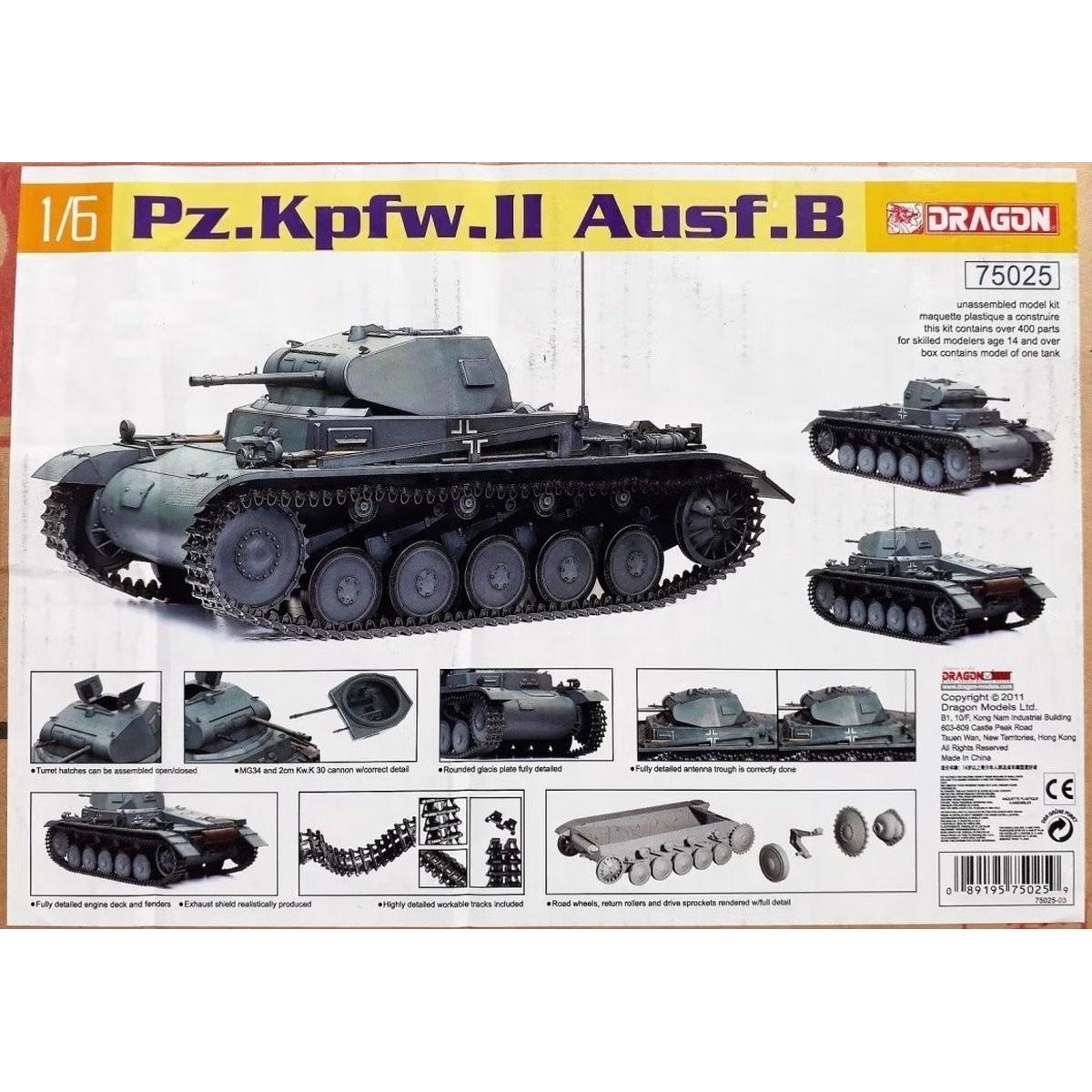 Dragon 1:6 75025 Panzerkampfwagen II - Pz.Kpfw.II Ausf.B - Tank Plastic ...