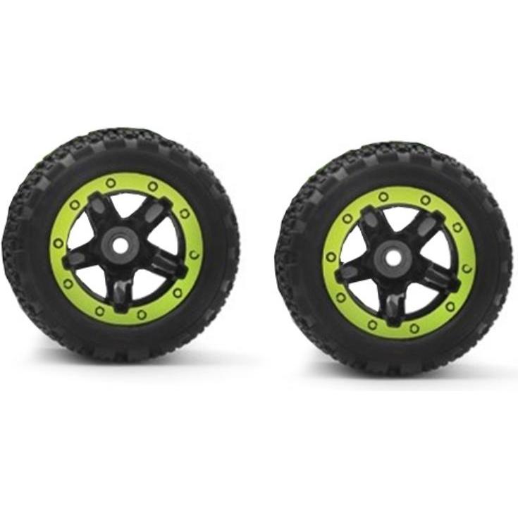 Blackzon Slayer ST Wheels/Tires Assembled (Black/Green) - Digitec