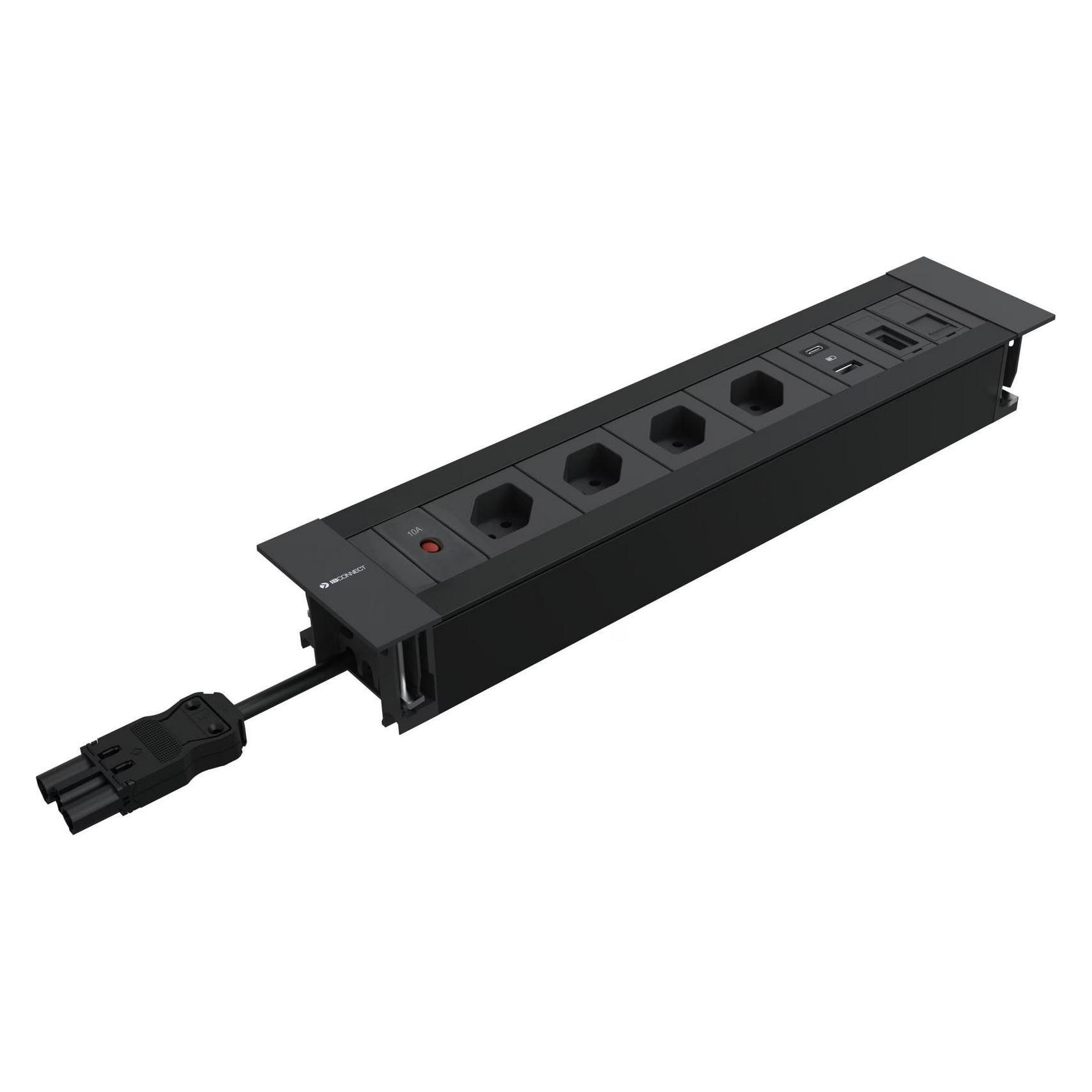 IB Connect INTRO2.0 Steckdoseneinhe. sw 4x Typ 13 1x USB-A/C 1x RJ45 1x ...