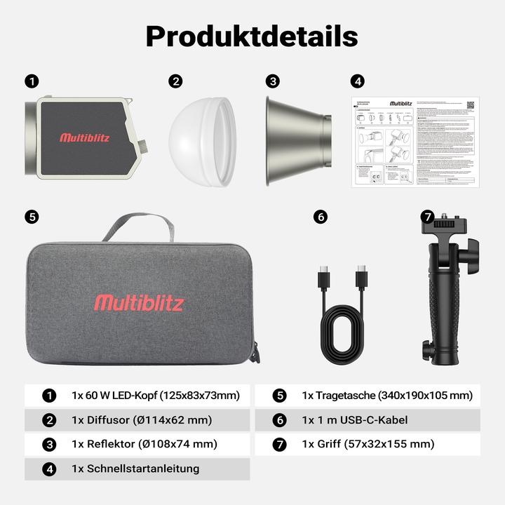 Multiblitz Set Photo Light LED 60W Stand Octagon Softbox Ø40cm Studio ...