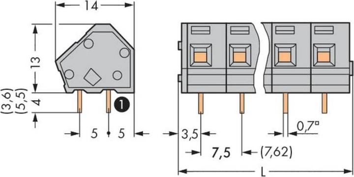 Wago 236-506 Klemmenleiste fÃ¼r Leiterplatten 0,08-2,5 qmm grau - Galaxus