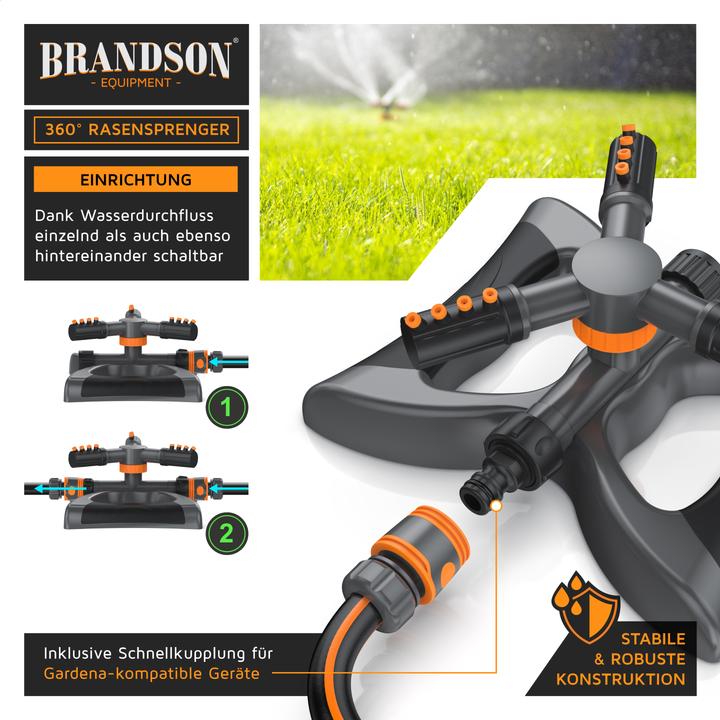 Brandson 3x Kreisregner Garten Sprinkler, 360° Rasensprenger, 3 Arm ...