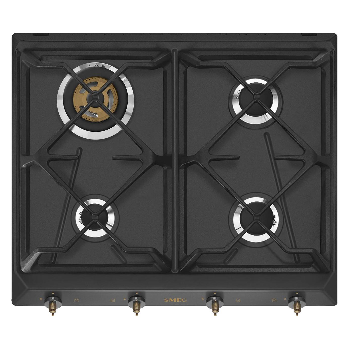 Smeg Colonial SRV864AOGH Herd Anthrazit Einbaugerät 60 cm Gas 4 Flamme ...