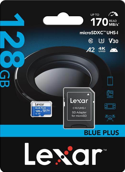 Lexar Blue Plus MicroSD Card 128GB (128 GB, microSDHC, microSDXC, UHS-I ...