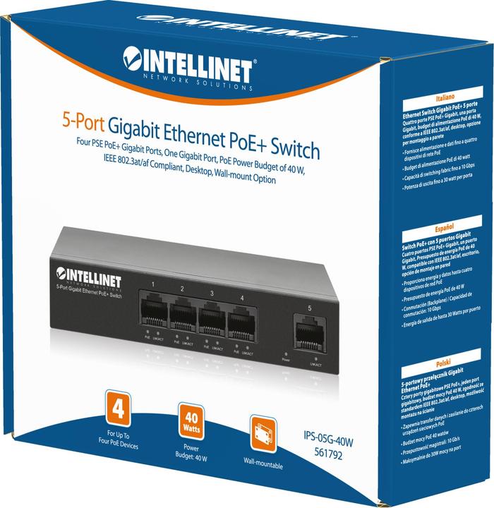 Intellinet 5-Port Gigabit Ethernet PoE+ Switch - kaufen bei Digitec