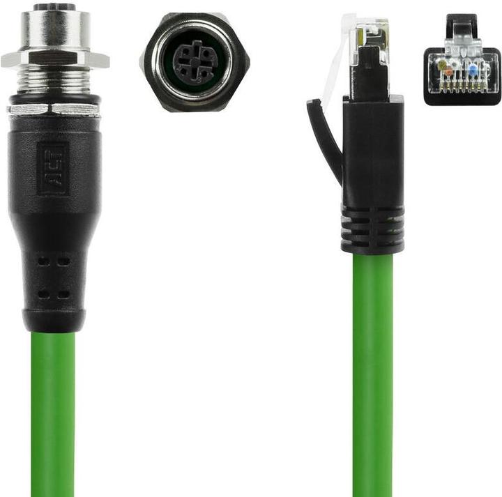 ACT Industrial 3.00 meters Sensor cable M12D 4-pin female chassis to ...