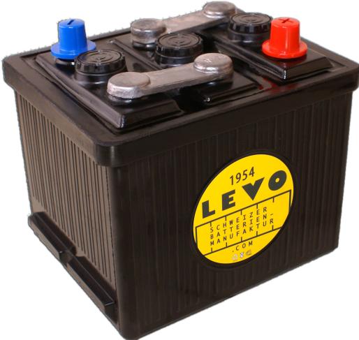 Levo 3 R 76 HGI vintage car battery in original hard rubber (HGI) box ...