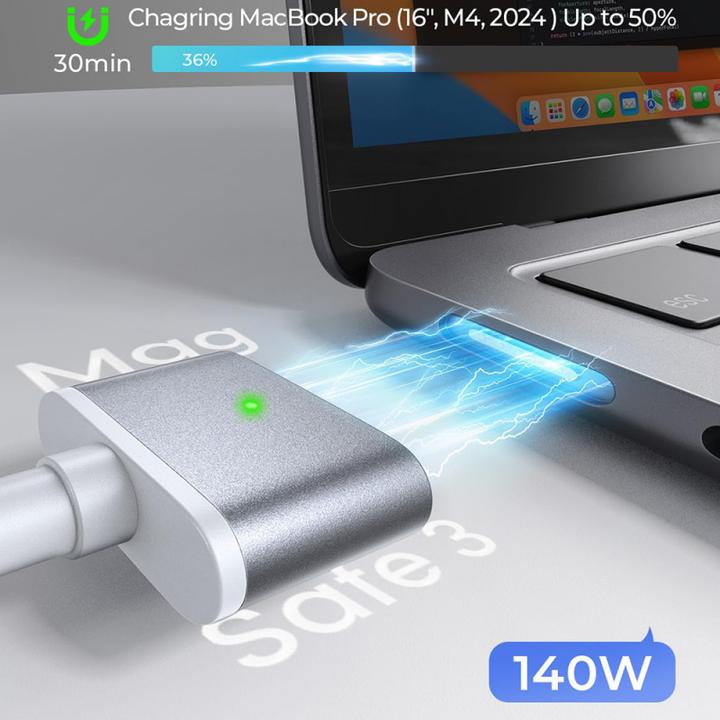 Lisen USB-C to MagSafe 3 Charging Cable 140W, 2m, Silver - Digitec