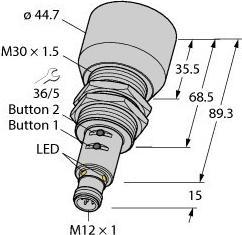 Turck Ultrasonic sensor Diffuse reflection sensor RU600U-EM30E ...