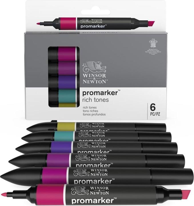 Winsor & Newton 6 ProMarker Reiche Töne Layoutmarker farbsortiert 1,0 ...